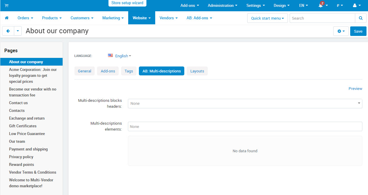 Multiple descriptions + FAQ (with JSON-LD rich snippets)